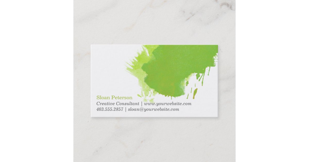 Green Paint Smudge Business Card | Zazzle