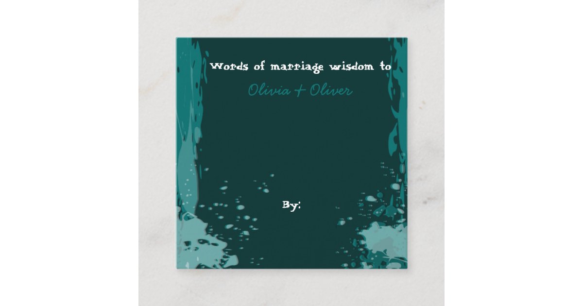 Green Paint Splatter - Words of Marriage Wisdom - Enclosure Card | Zazzle