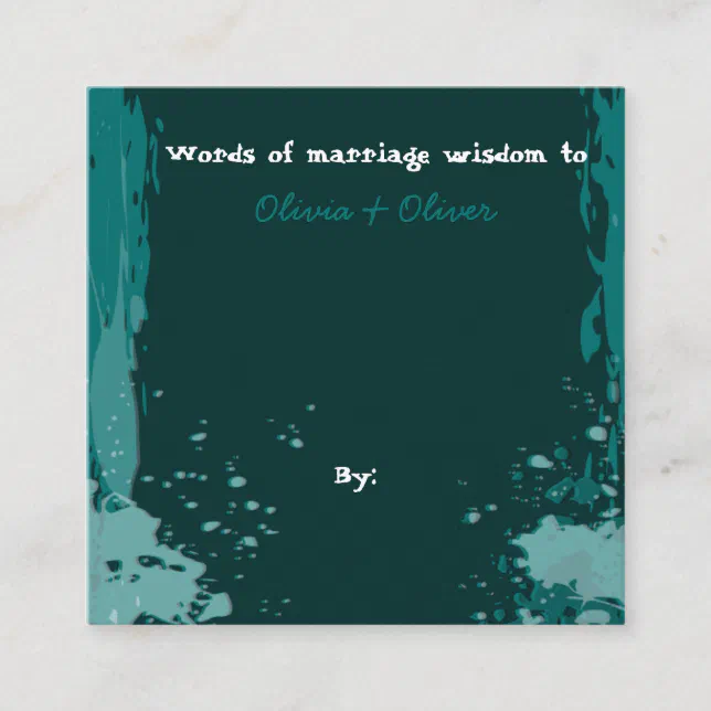 Green Paint Splatter - Words of Marriage Wisdom - Enclosure Card | Zazzle