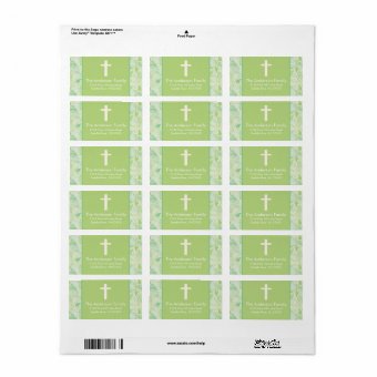 Green Paisley Cross Religious address Label | Zazzle