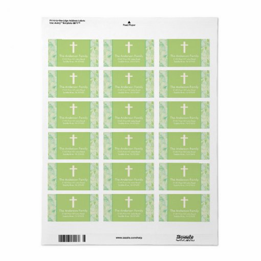 Green Paisley Cross Religious address Label | Zazzle