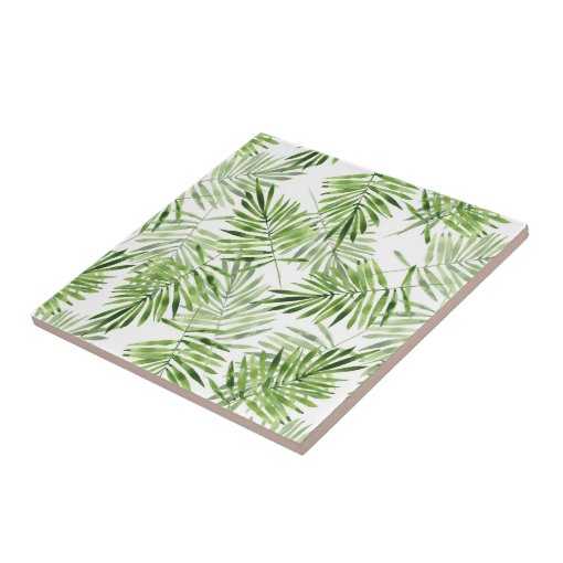 Green Palm Leaves Tile | Zazzle