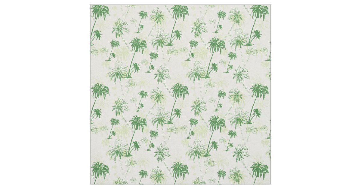 Green Palm Tree Pattern Fabric | Zazzle