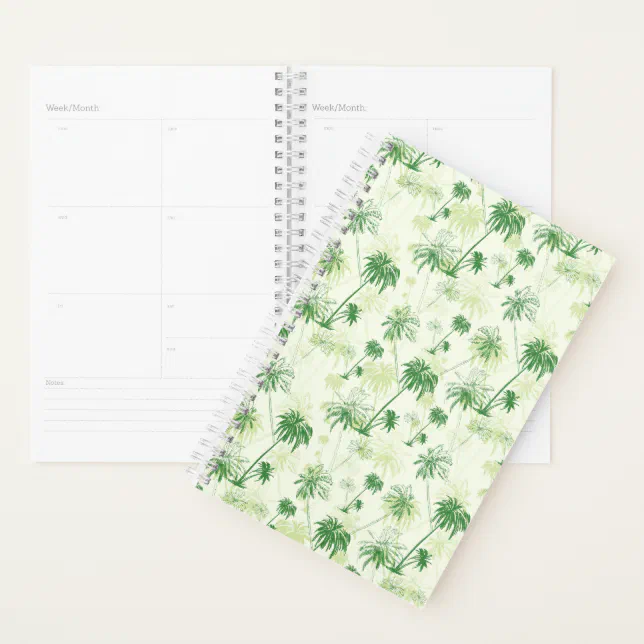 Green Palm Tree Pattern Planner | Zazzle