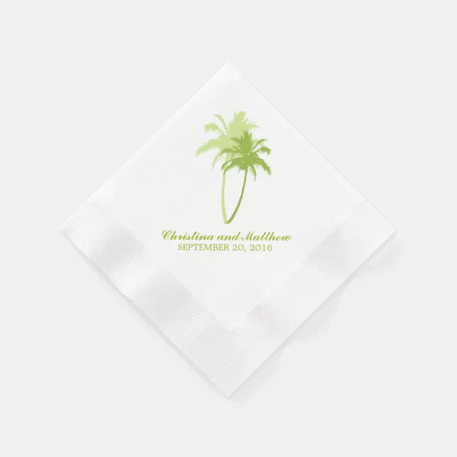 Green Palm Trees Beach Wedding Paper Napkins | Zazzle