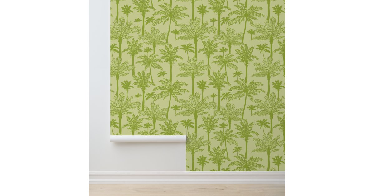 Green Palm Trees Pattern Wallpaper | Zazzle