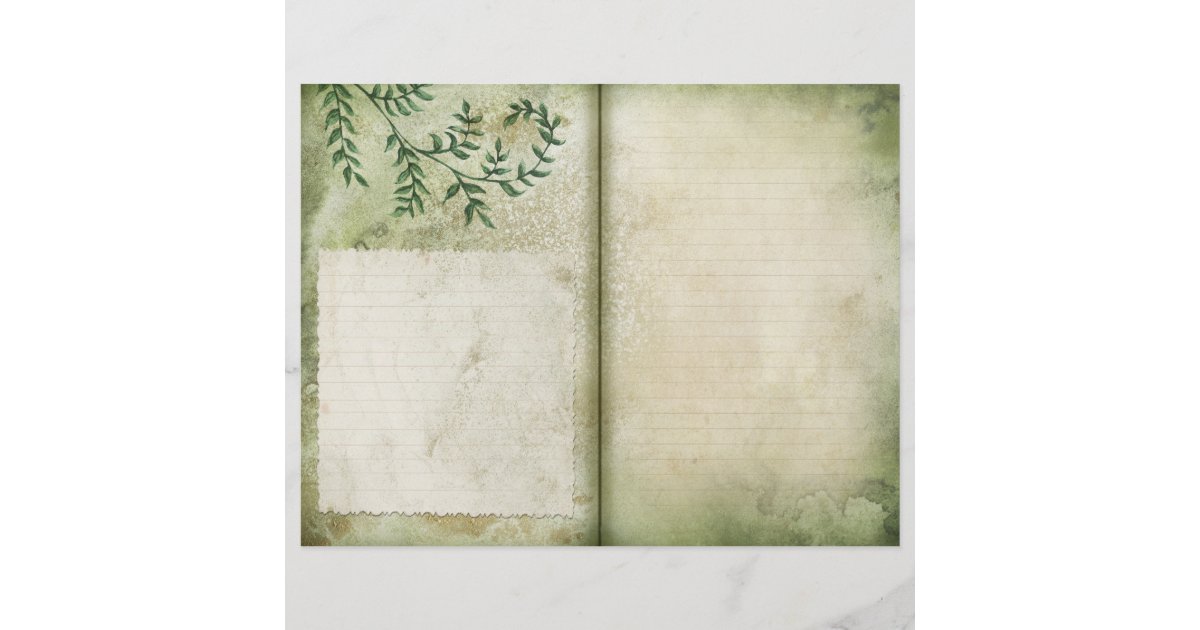 Green Parchment Lined Journal Page | Zazzle