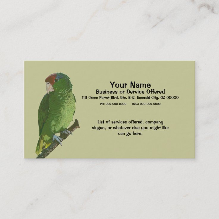 Green Parrot Business Card | Zazzle