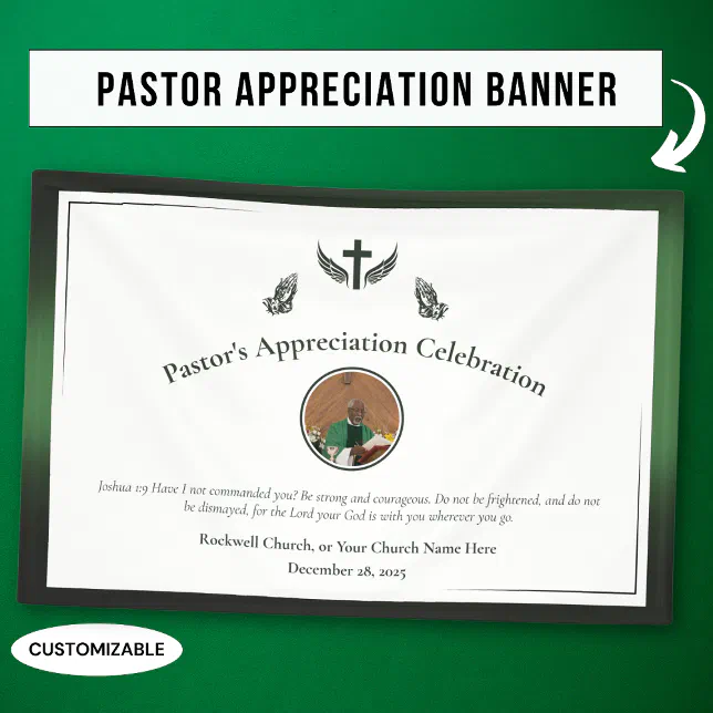 Green Pastor Appreciation Celebration Event Banner | Zazzle