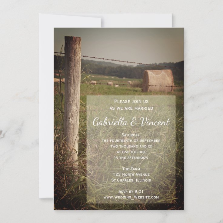 Green Pastures Rural Country Farm Wedding Invitation | Zazzle