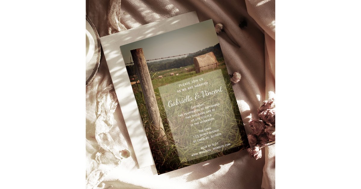 Green Pastures Rural Country Farm Wedding Invitation | Zazzle