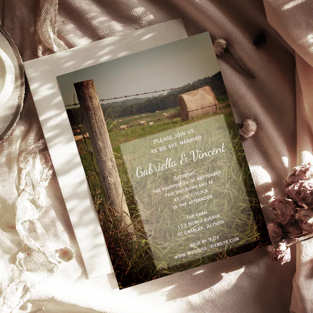 Green Pastures Rural Country Farm Wedding Invitation | Zazzle