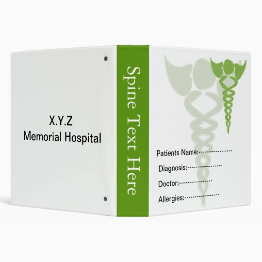 green patient's medical record book binder | Zazzle.com