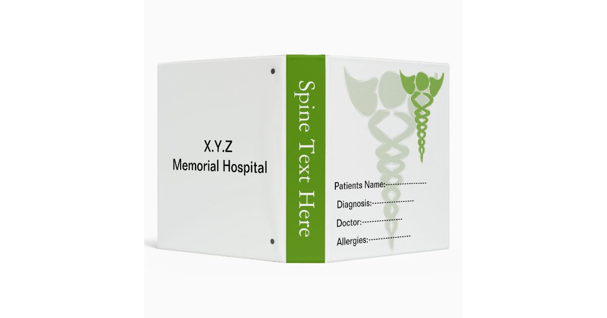 green patient's medical record book binder | Zazzle