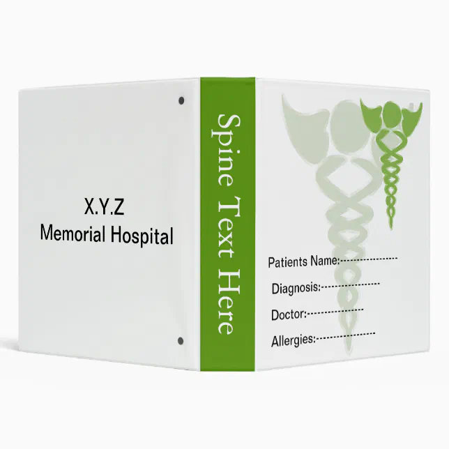 green patient's medical record book binder | Zazzle