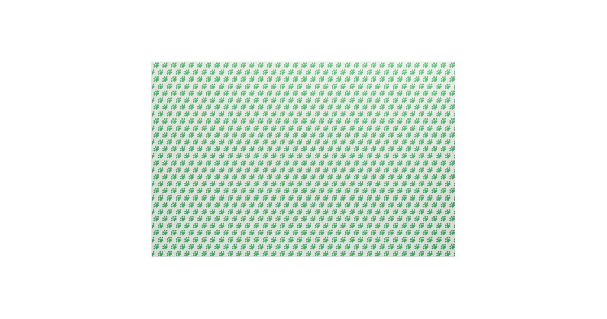 Green Paw Print Pattern Fabric | Zazzle