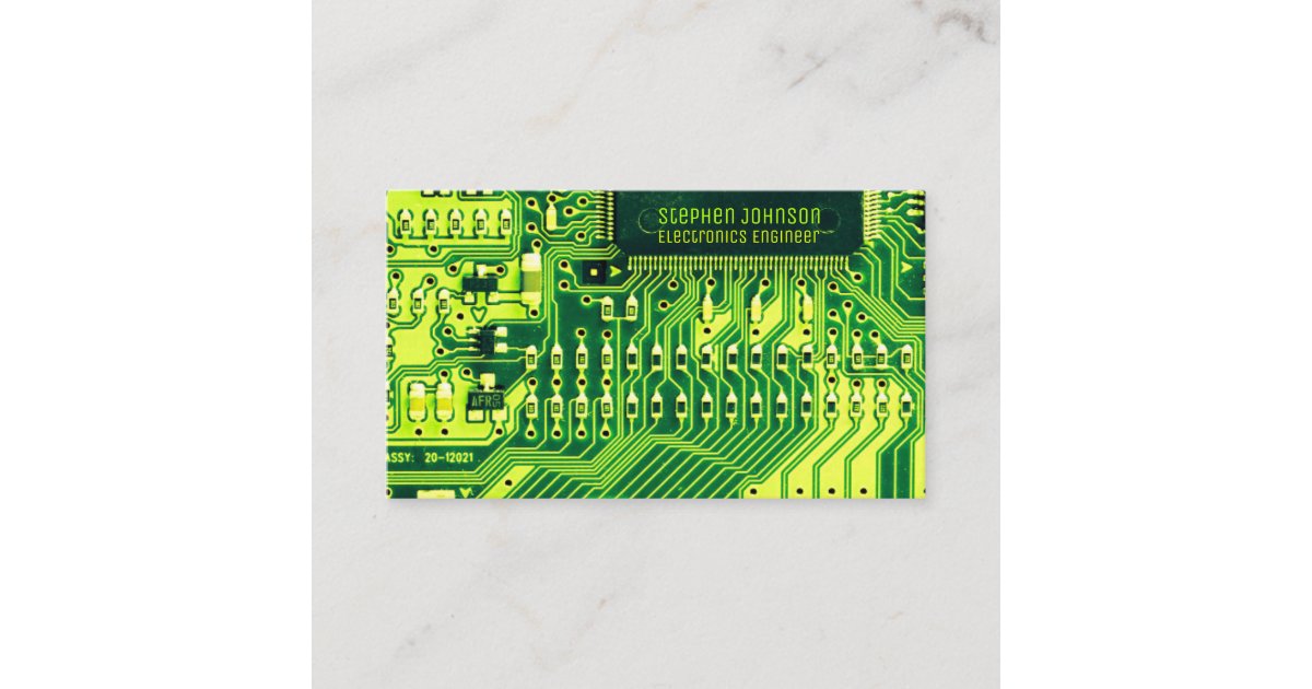Green PCB board circuit electronics engineer Business Card | Zazzle.com