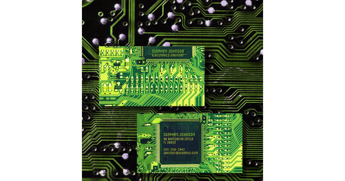 Green PCB board circuit electronics engineer Business Card | Zazzle