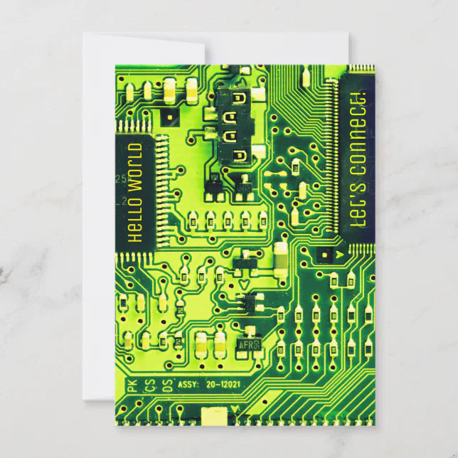 Green PCB board, electronic parts printed circuit Invitation | Zazzle