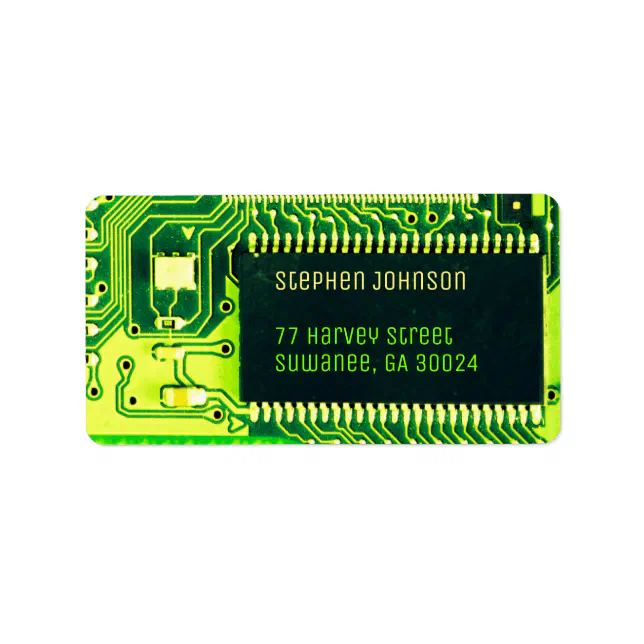 Green PCB board, electronic parts printed circuit Label | Zazzle