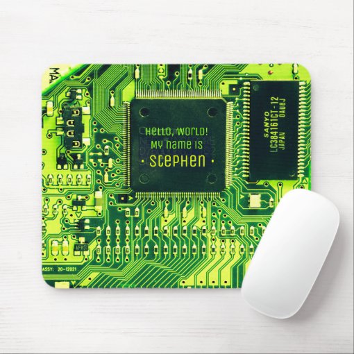 Green PCB board, electronic parts printed circuit Mouse Pad | Zazzle