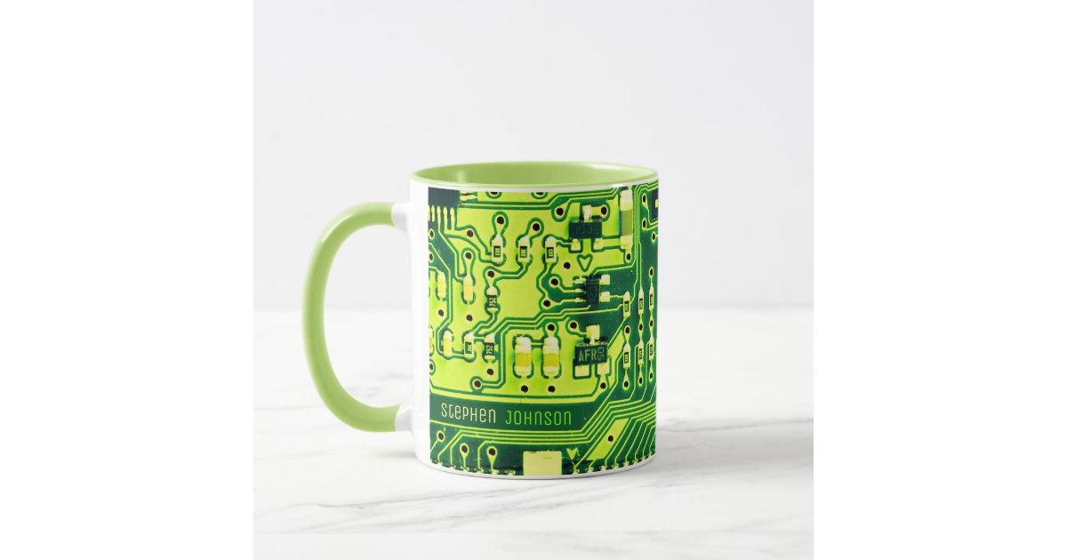 Green PCB board, electronic parts printed circuit Mug | Zazzle