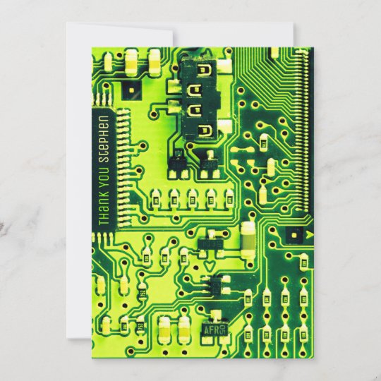 Green PCB board, electronic parts printed circuit Thank You Card ...