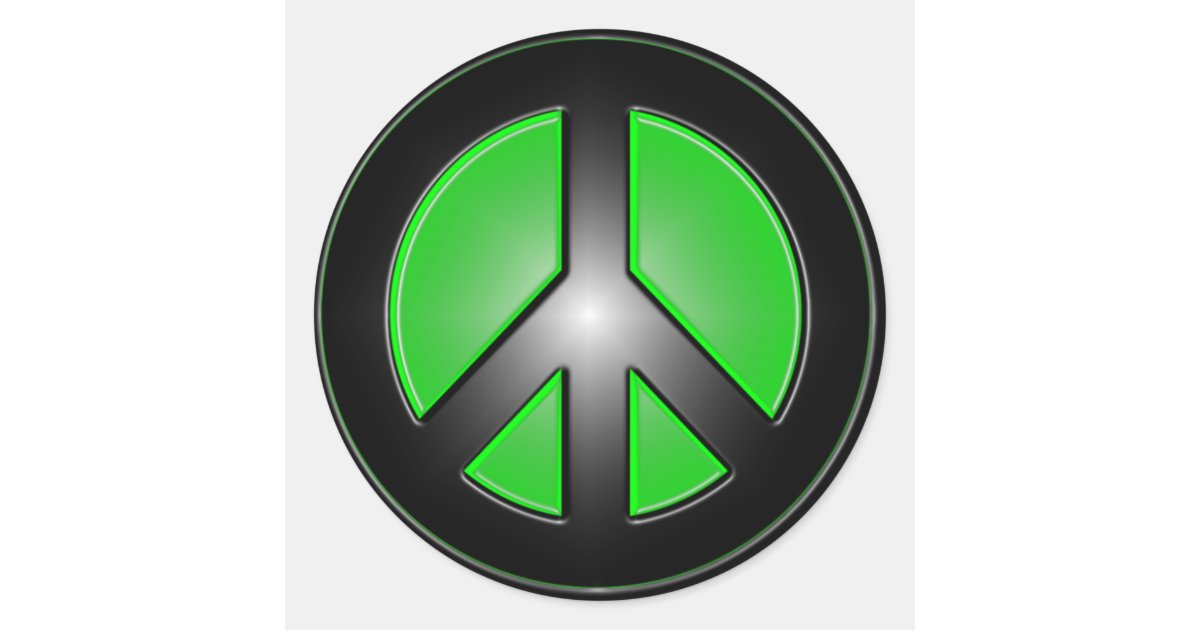Green peace sign classic round sticker | Zazzle