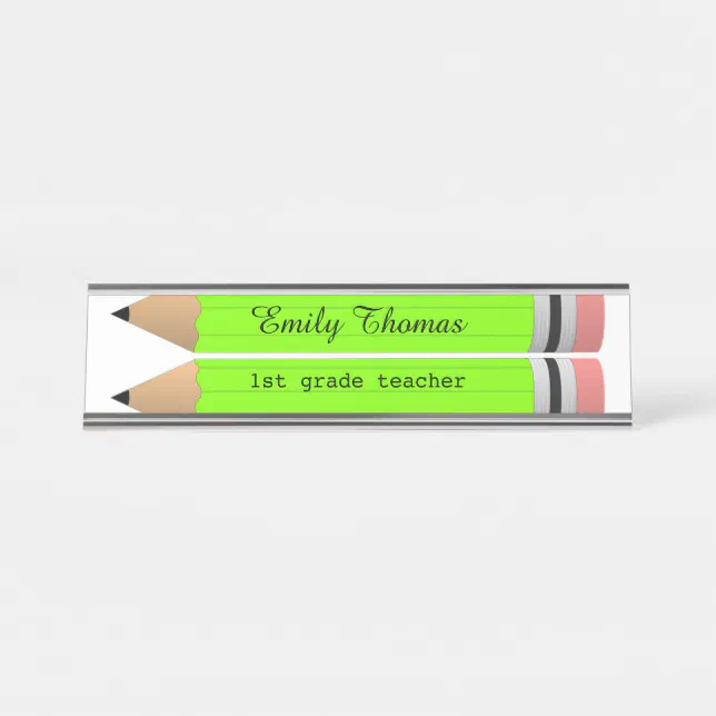 Green Pencils Class Teacher Desk Name Plate | Zazzle