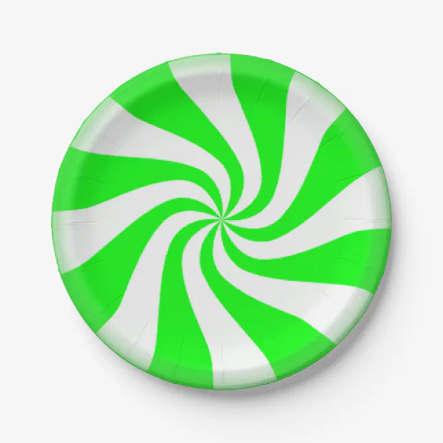 Green Peppermint Swirls Paper Plates | Zazzle