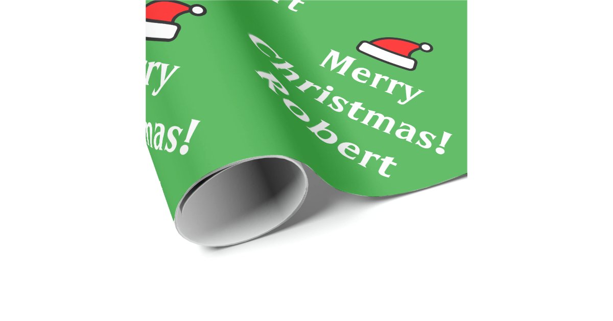 Green personalized Merry Christmas wrapping paper | Zazzle