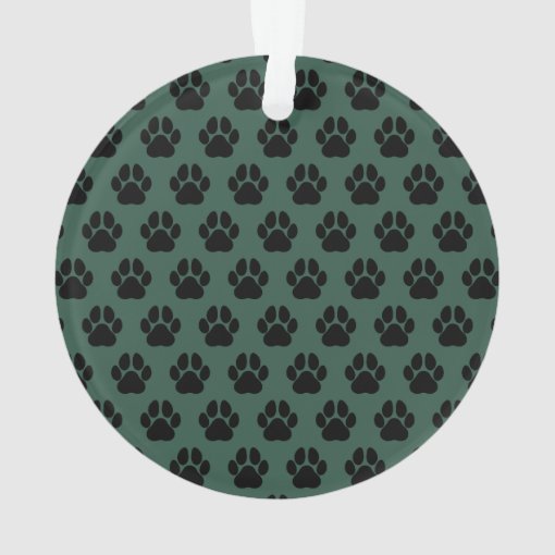 Green Pet Paw Prints Custom Dog Name Photo Ornament | Zazzle