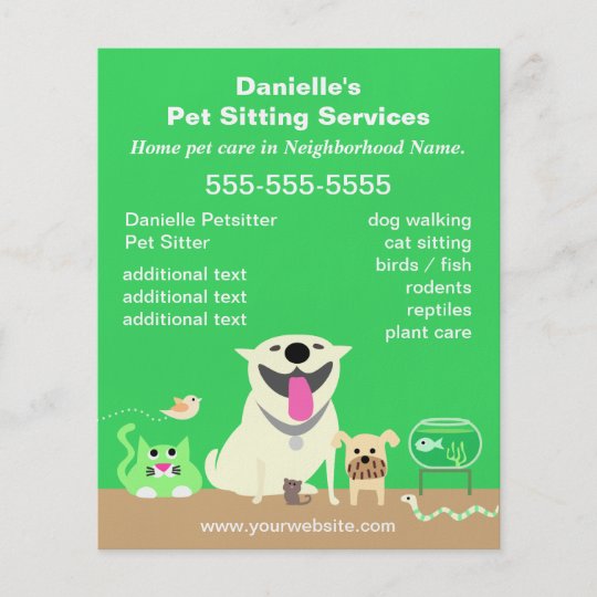 Green Pet Sitter Promotional Flyer Zazzle