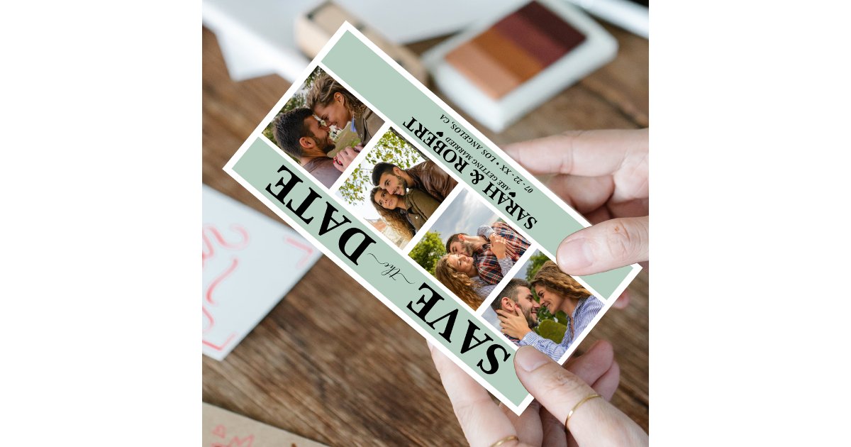 Green Photo Booth Collage Save The Date | Zazzle