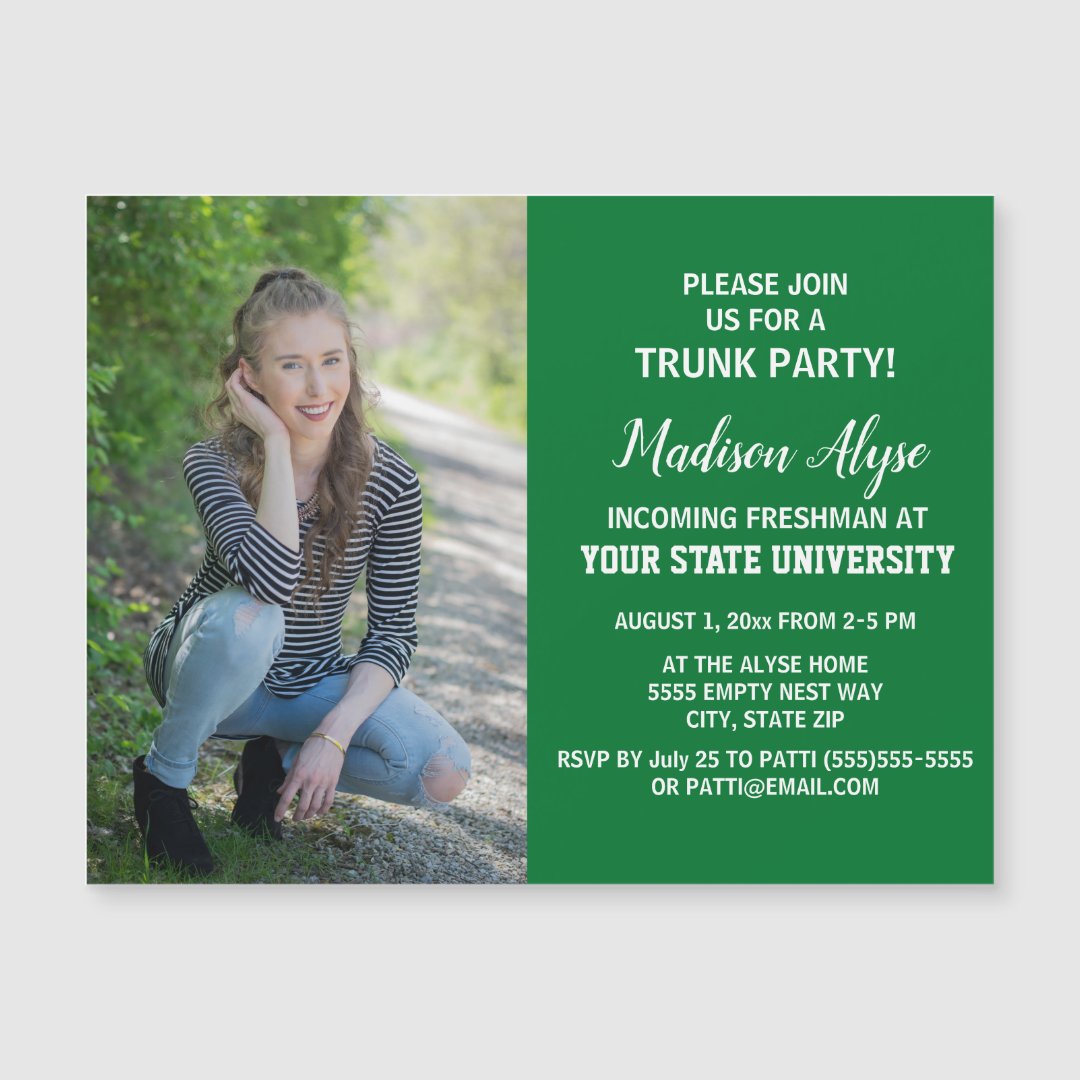 Green Photo Graduation College Trunk Party | Zazzle