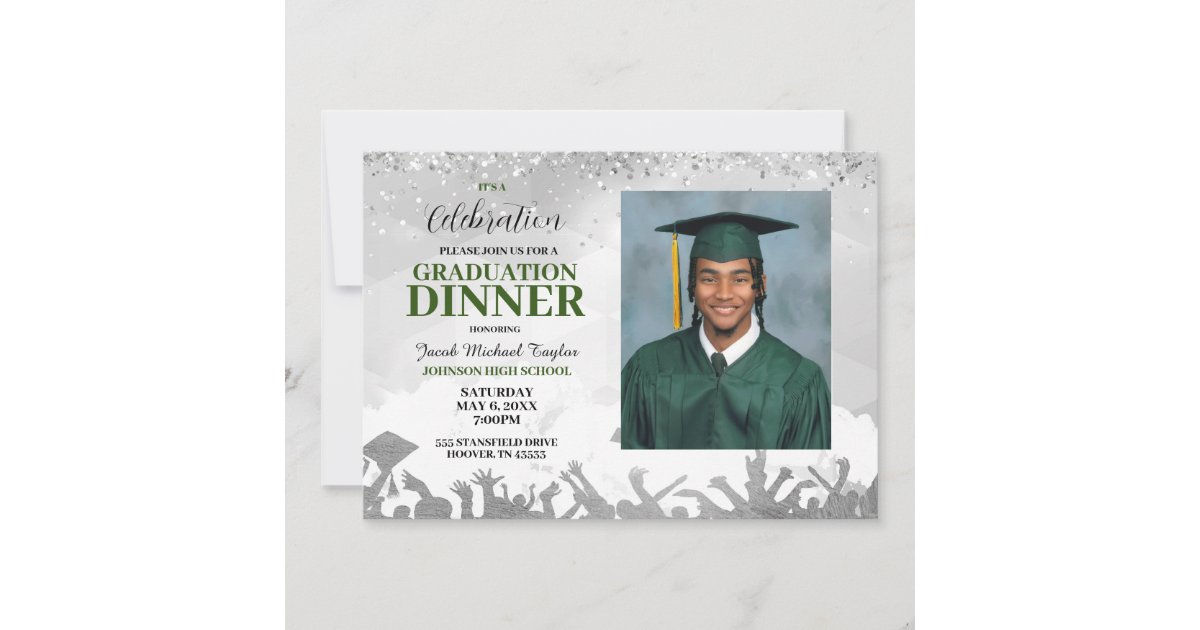 Green Photo Graduation Dinner Invitation | Zazzle