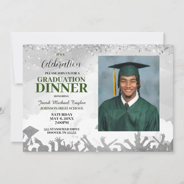 Green Photo Graduation Dinner Invitation | Zazzle