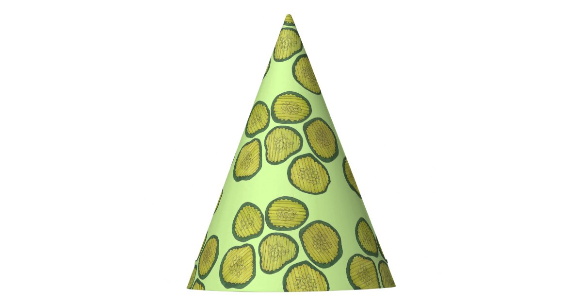 Green Pickle Chips Sweet Pickles Foodie Print Party Hat | Zazzle