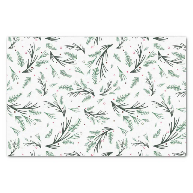 Green Pine Branch Pattern Tissue Paper | Zazzle