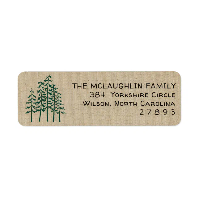 Green Pine Trees Rustic Holiday Address Label | Zazzle