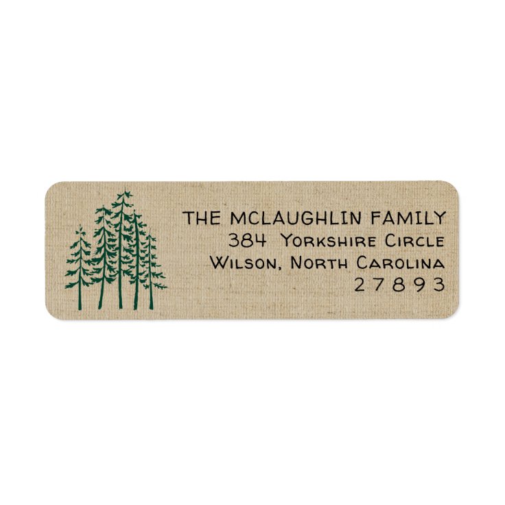 Green Pine Trees Rustic Holiday Address Label | Zazzle