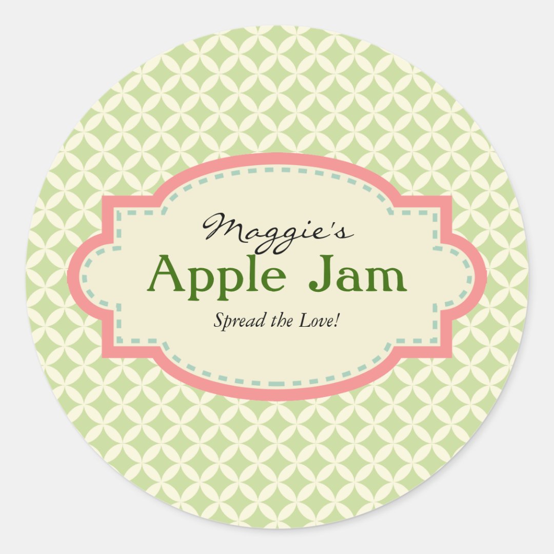 Green Pink Jam Jar Labels, Custom Classic Round Sticker | Zazzle