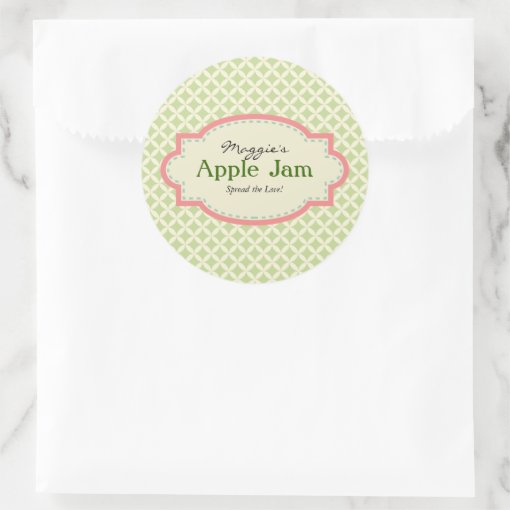 Green Pink Jam Jar Labels, Custom Classic Round Sticker | Zazzle