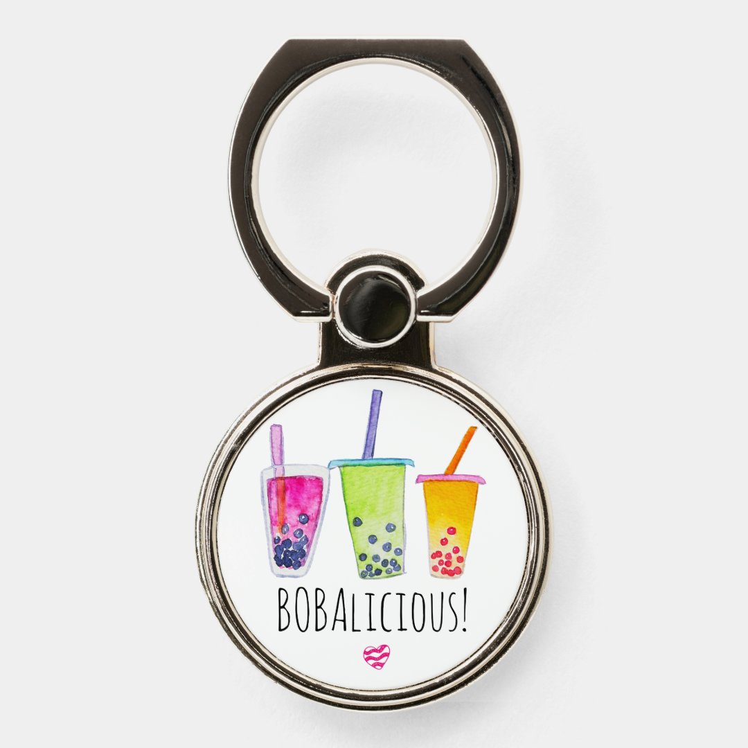 Green Pink Yellow Boba Bubble Tea Phone Ring Stand | Zazzle