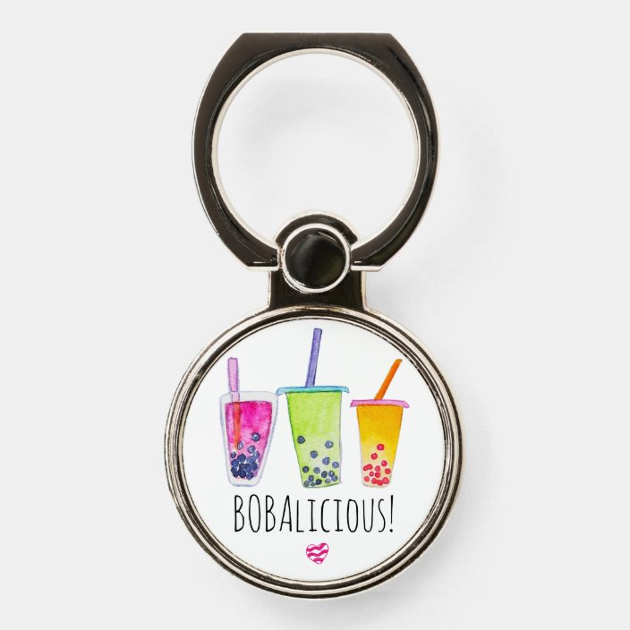 Green Pink Yellow Boba Bubble Tea Phone Ring Stand | Zazzle.com
