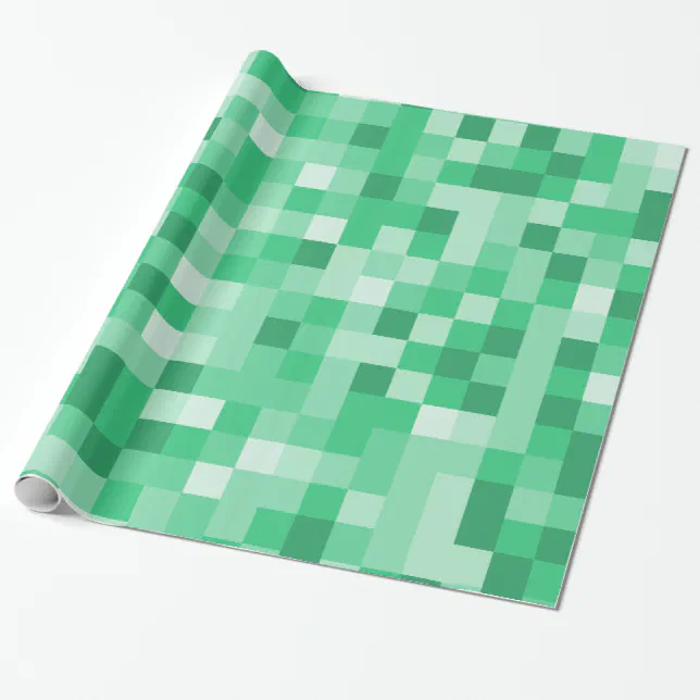 Green pixels wrapping paper | Zazzle