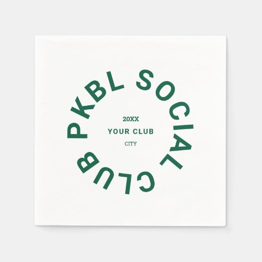 Green PKBL Social Club Crest Pickleball Napkins | Zazzle