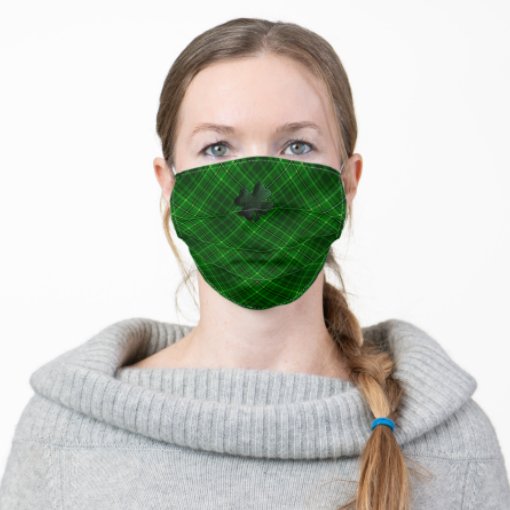 Green Plaid Pattern Irish Shamrock Adult Cloth Face Mask | Zazzle
