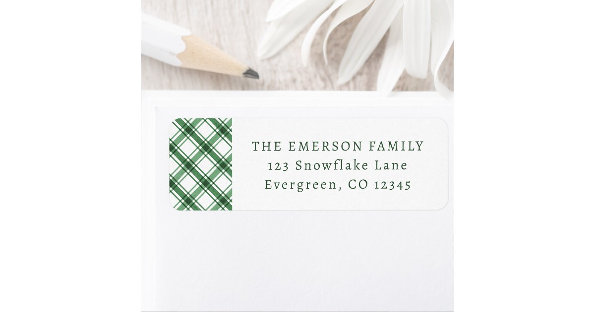 Green Plaid Return Address Label | Zazzle