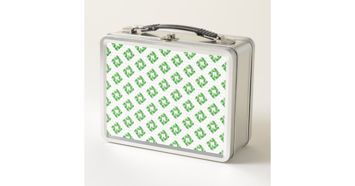 Green Plaid Tooth Pattern Metal Lunch Box | Zazzle